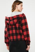Hooded check jacket - red check Supré Jackets | Superbalist.com