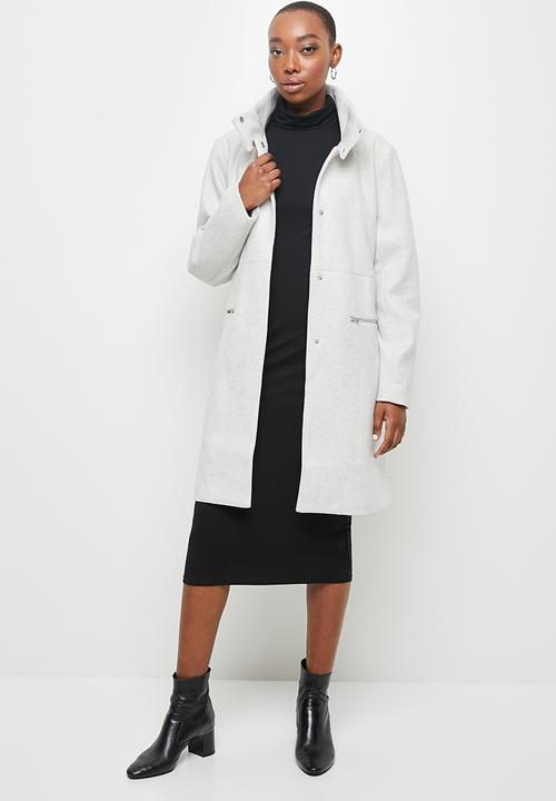Textured structured melton coat - grey