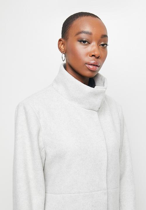 Textured structured melton coat - grey
