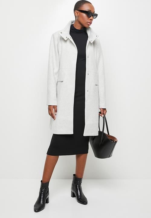 Textured structured melton coat - grey