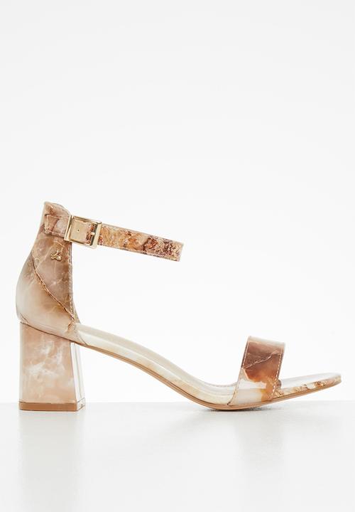 Graphite 1 ankle tie block heel - neutral