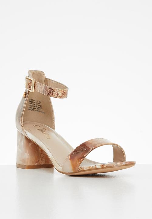 Graphite 1 ankle tie block heel - neutral
