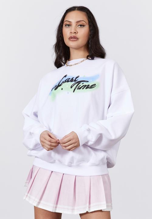 Slouchy premium graphic crew - white/last time Factorie Hoodies ...