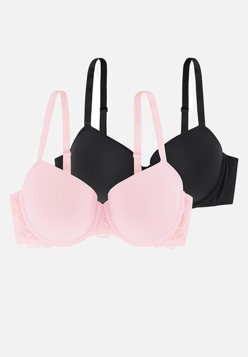 Plus jovie 2pack light padde demi bra - pink/black