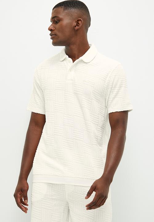 Terry textured polo - off white
