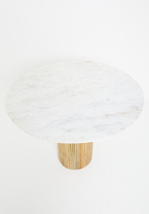 Delia marble & wood dining table-Natural