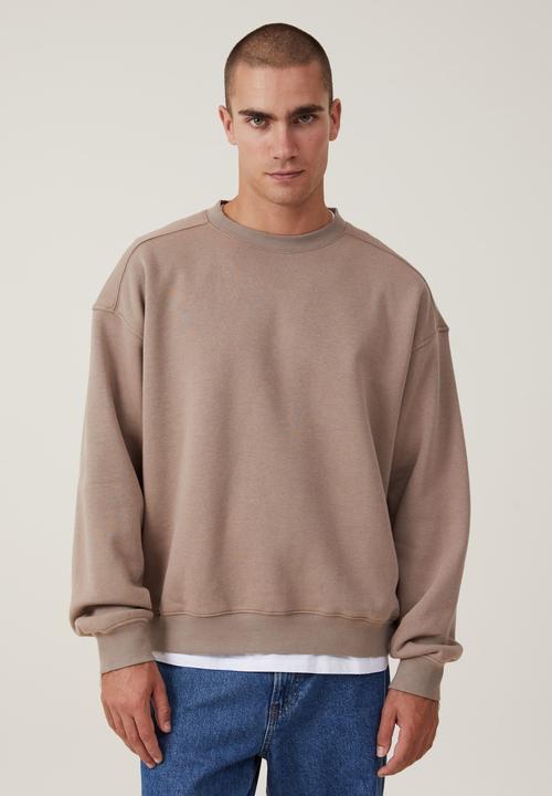 Box Fit Crew Sweater - Taupe
