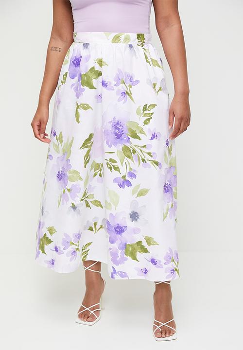 Co-ord poplin skirt - lilac floral