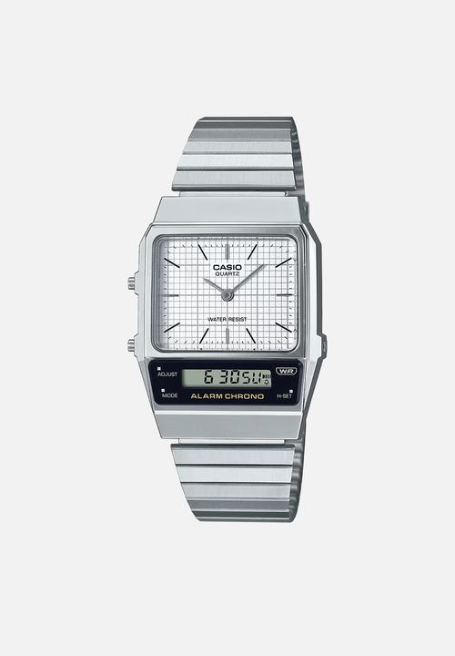 Retro digi chrome watch - silver