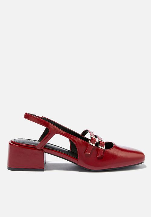 Bonnie slingback block heel - deep red gloss
