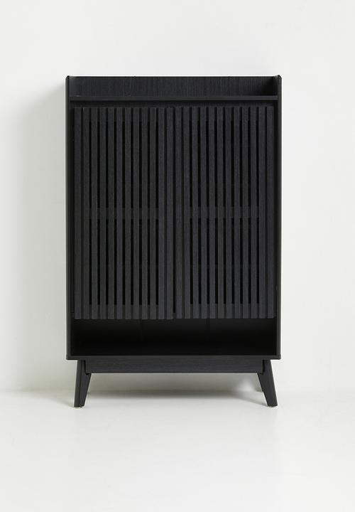 Slatted storage cabinet - black