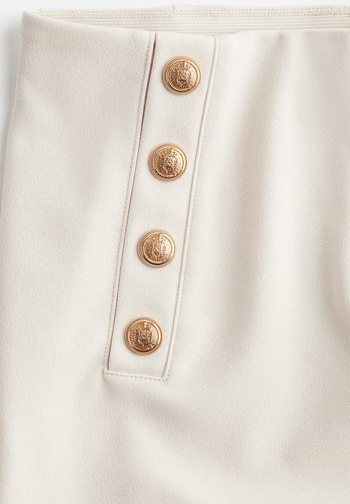 Button-front trousers - cream - 1133068018