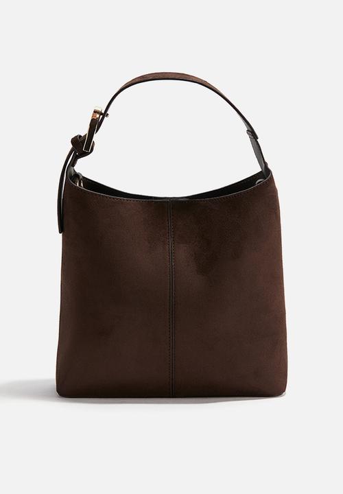 Napped crossbody bag - dark brown - 1280784002