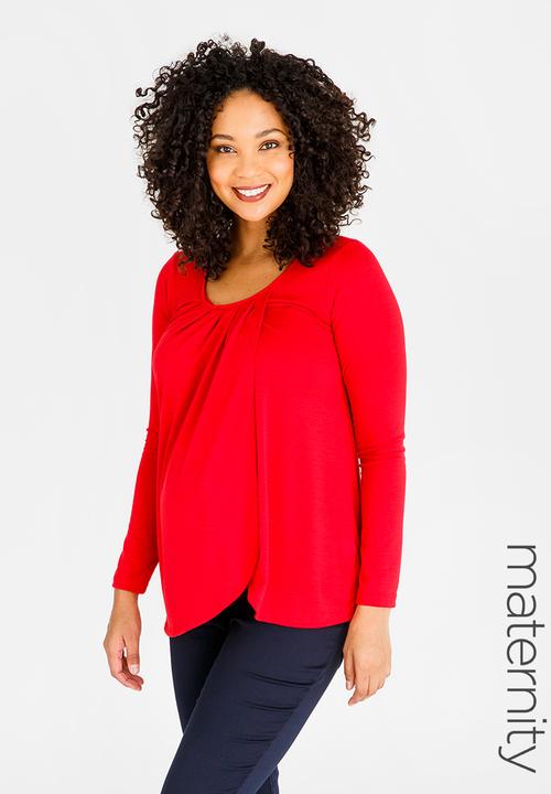 Pleated Feeding Top Red edit Maternity Tops | Superbalist.com