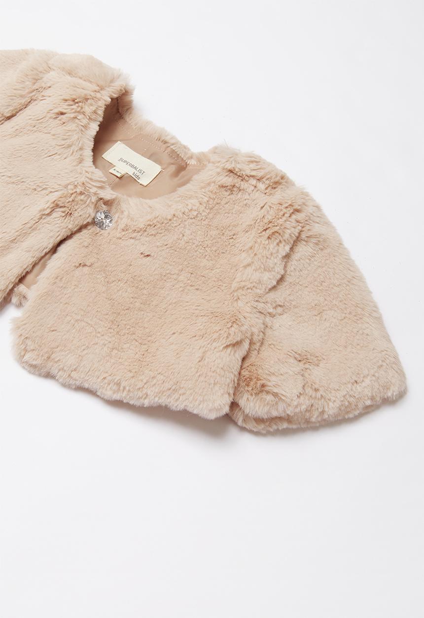 Girls faux fur coat - blush