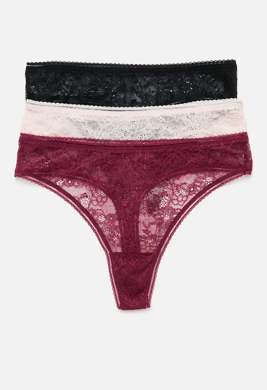 3-pack lyla high waist string - red