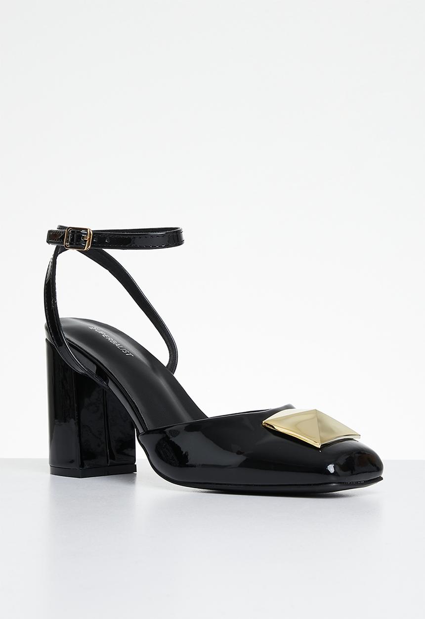 London anklestrap block heel - black