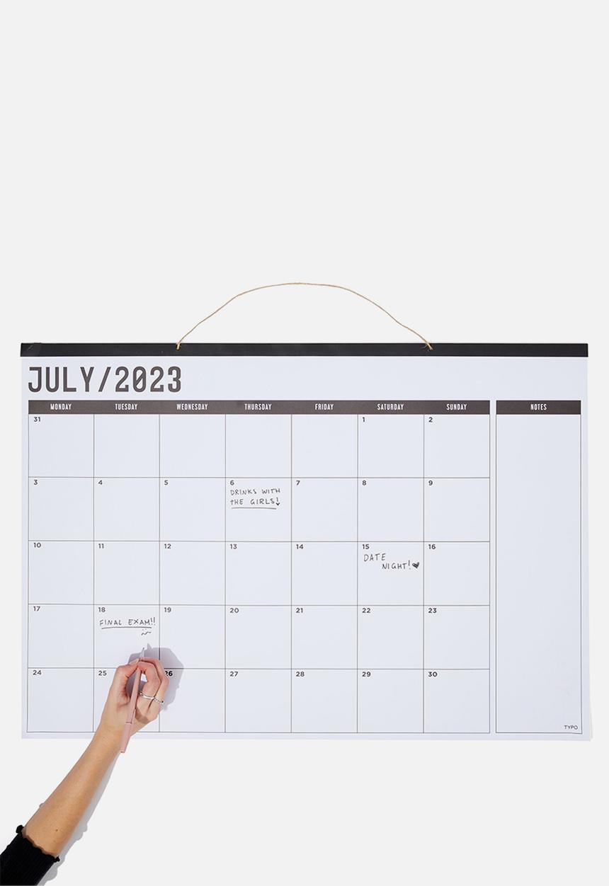 2023 24 A1 Hanging Calendar - White And Black