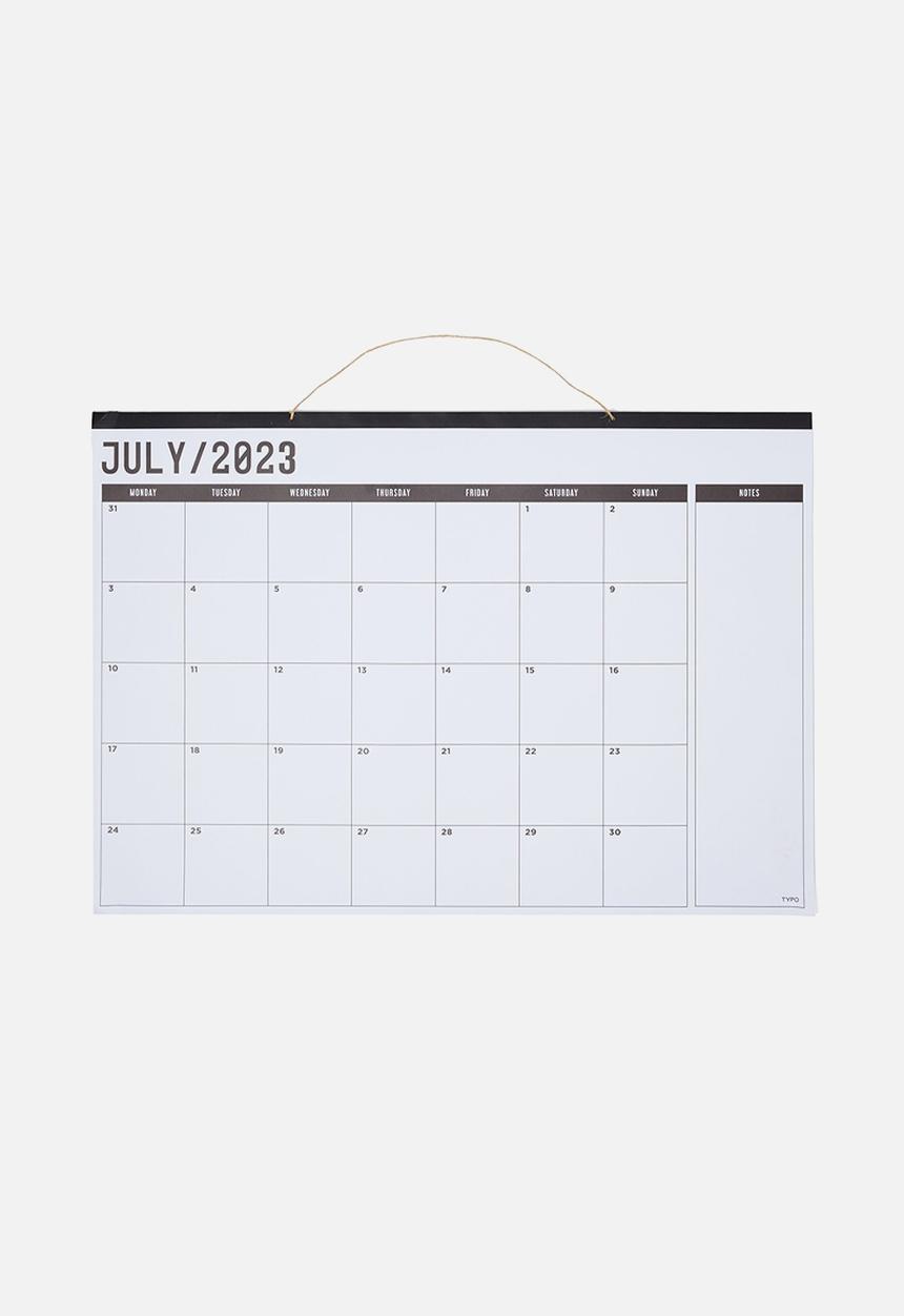 2023 24 A1 Hanging Calendar - White And Black