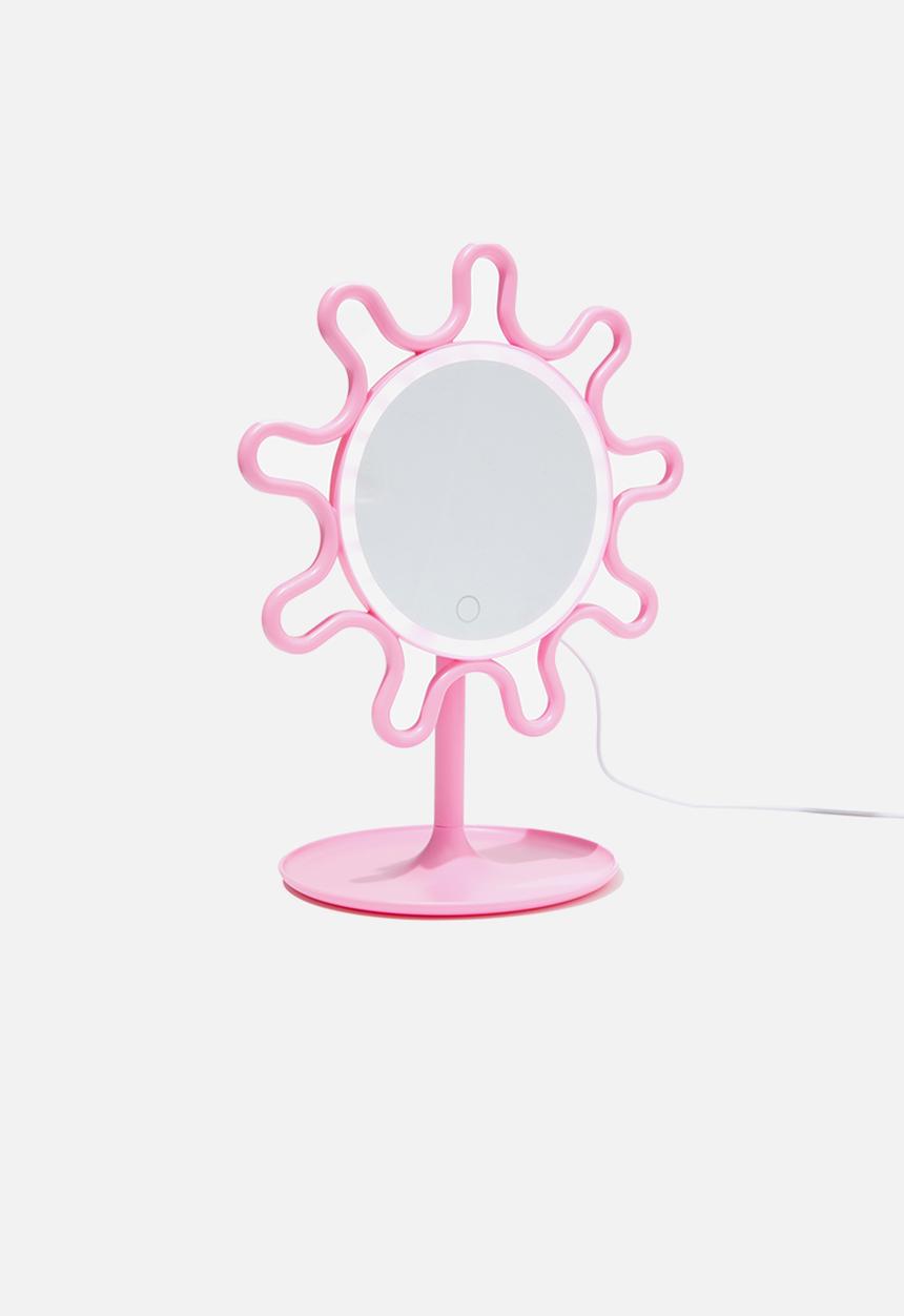 Shaped mirror desk lamp - pink daisy