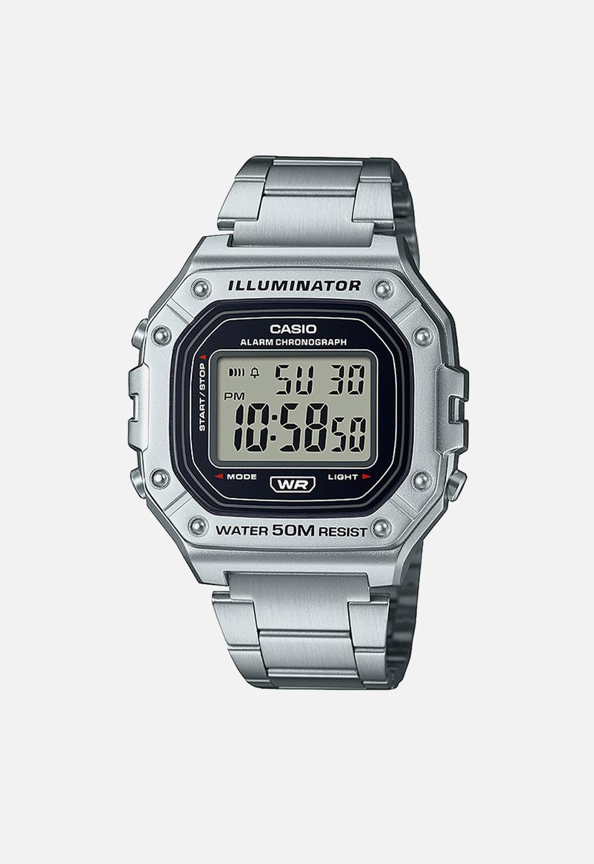 Digital stainless steel square face - silver