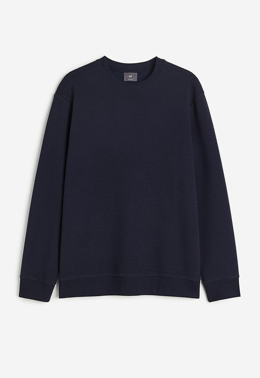 Regular fit ribbed sweatshirt - blue - 1043492023