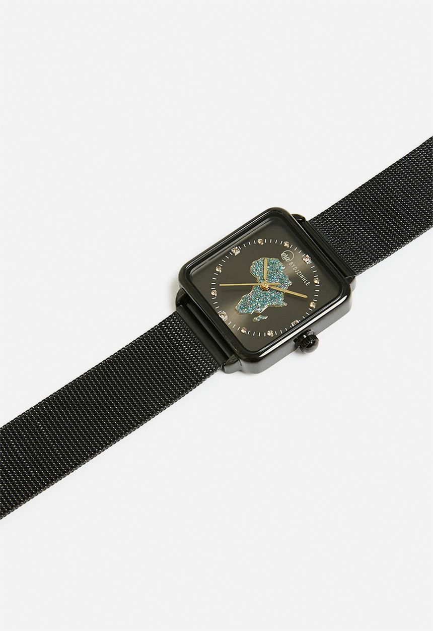 Africa Square Watch - black