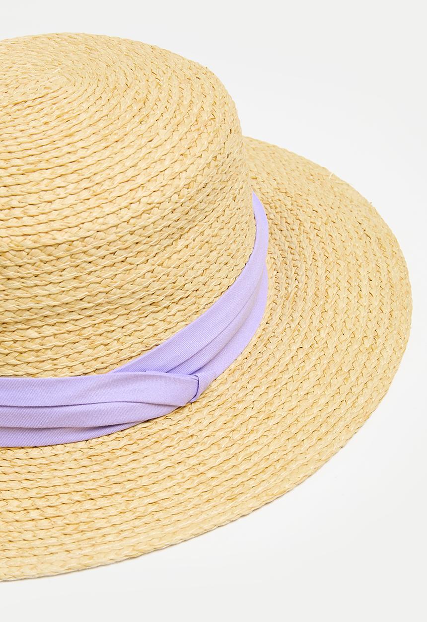 Sidney sun hat - natural & purple