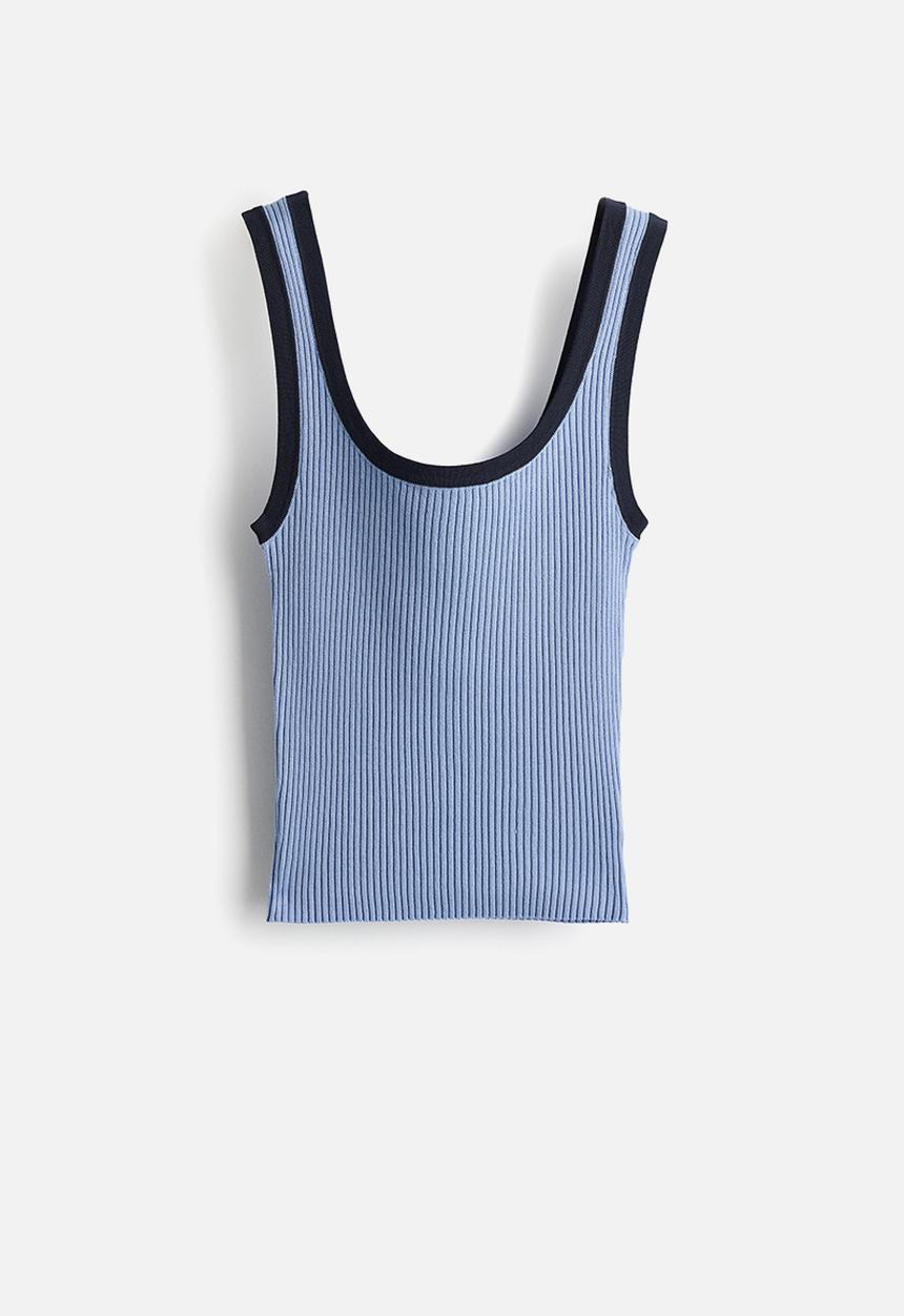 Rib-knit vest top - light blue - 1203042008
