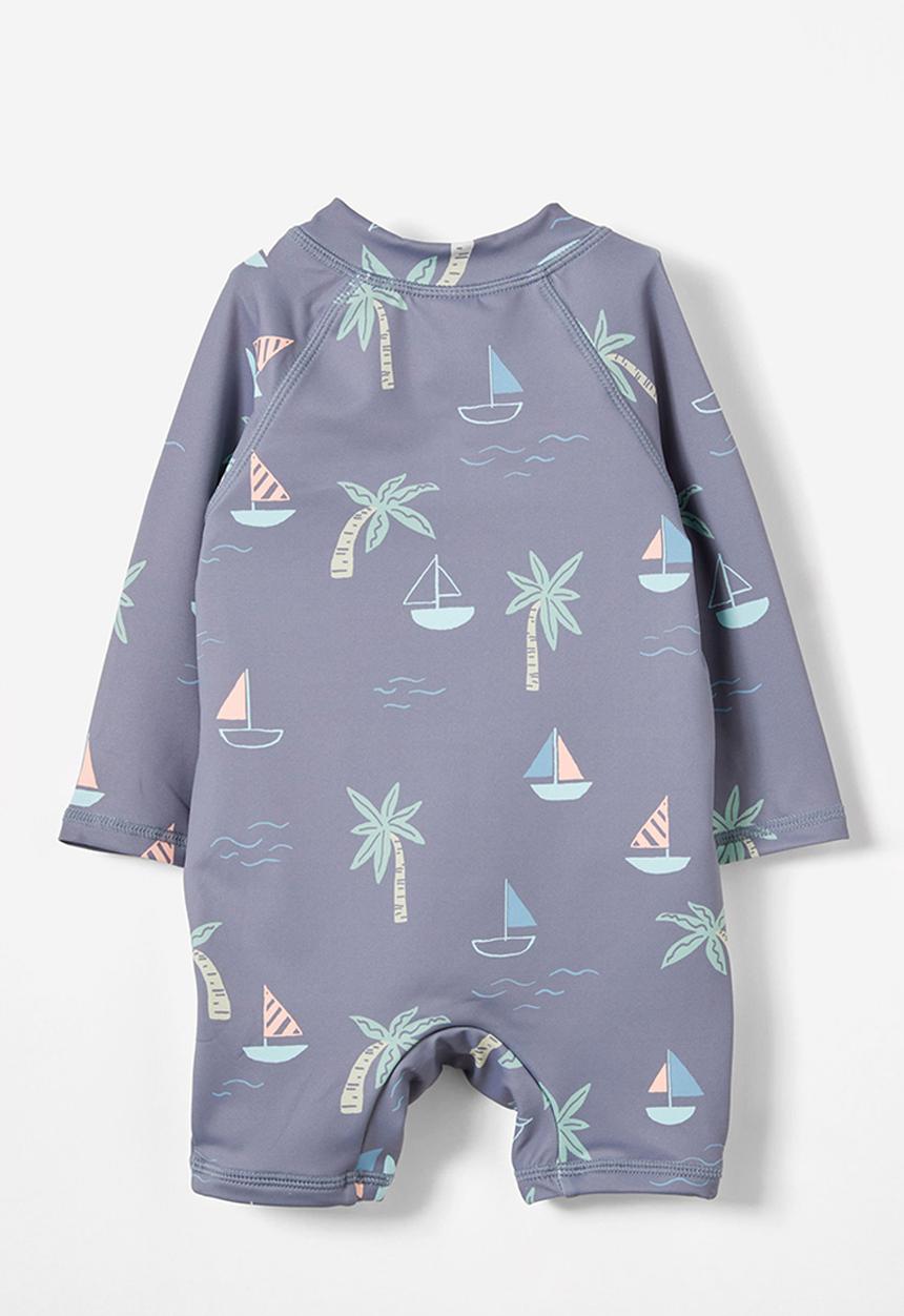 Cameron long sleeve swimsuit - steel/sail away
