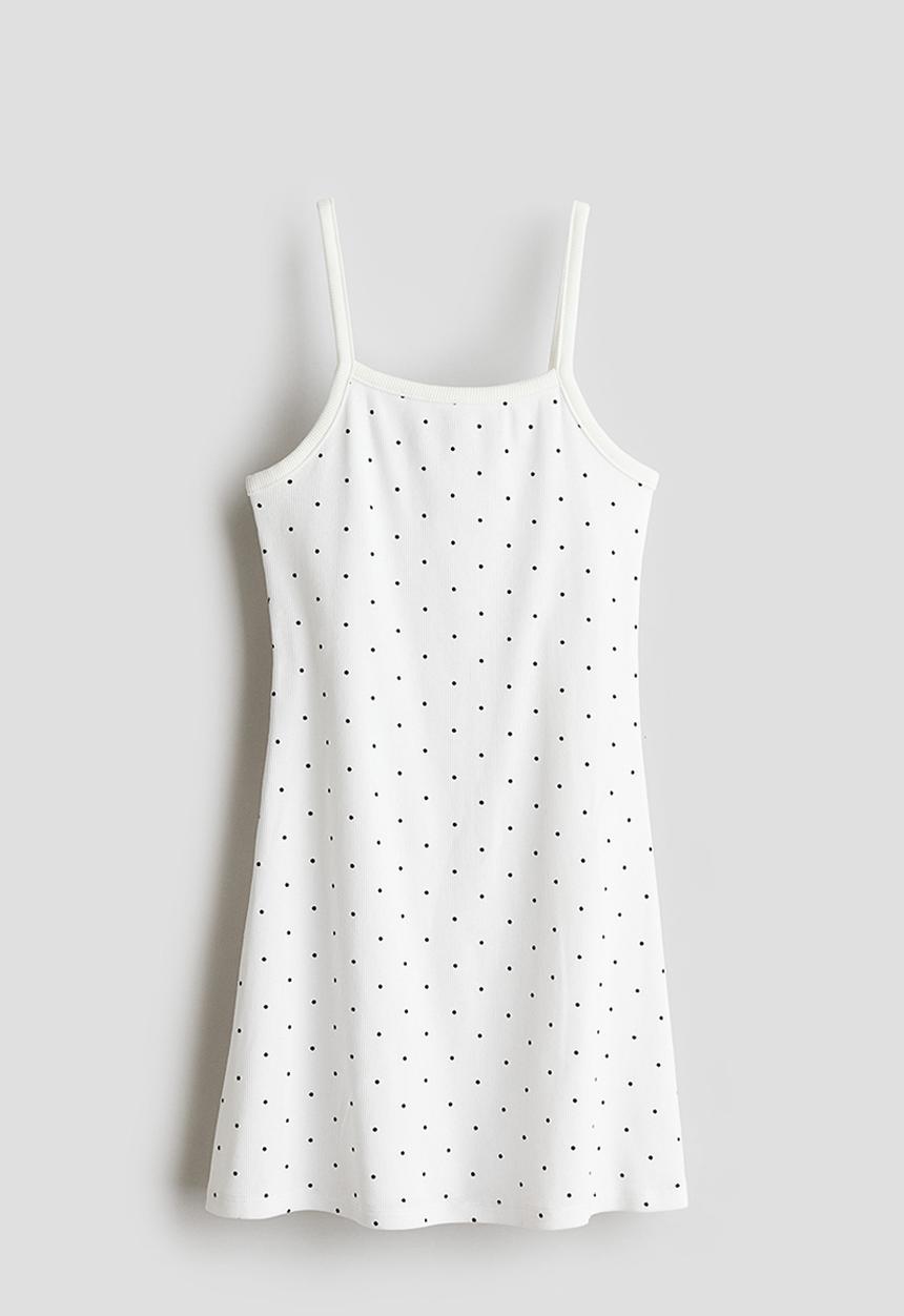 Cotton jersey strappy dress - white,multi - 1233002001