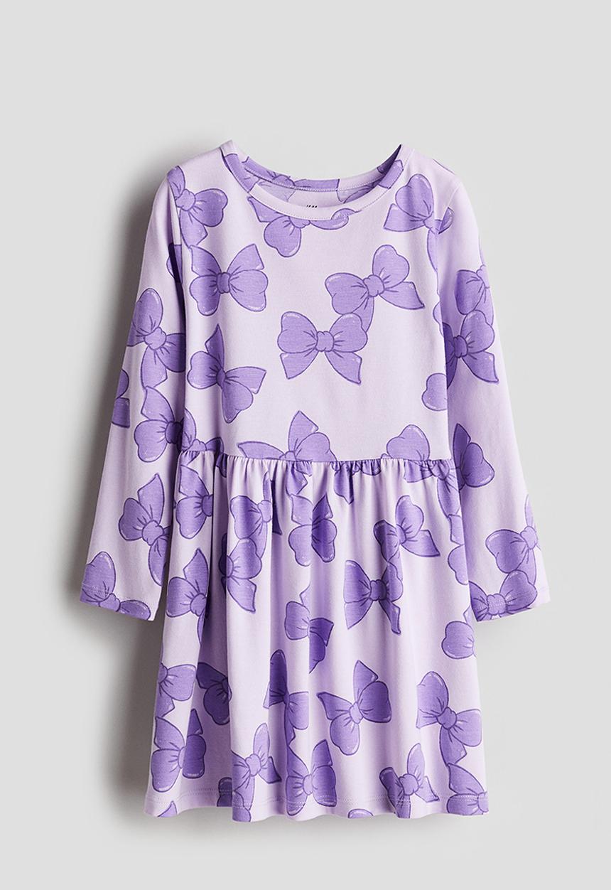 Printed cotton dress - purple - 1245392002