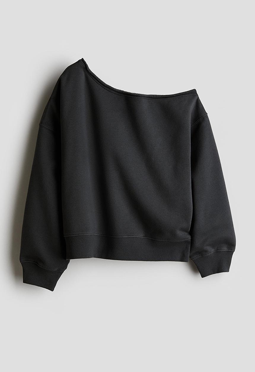 Asymmetric sweatshirt - dark grey - 1255149001