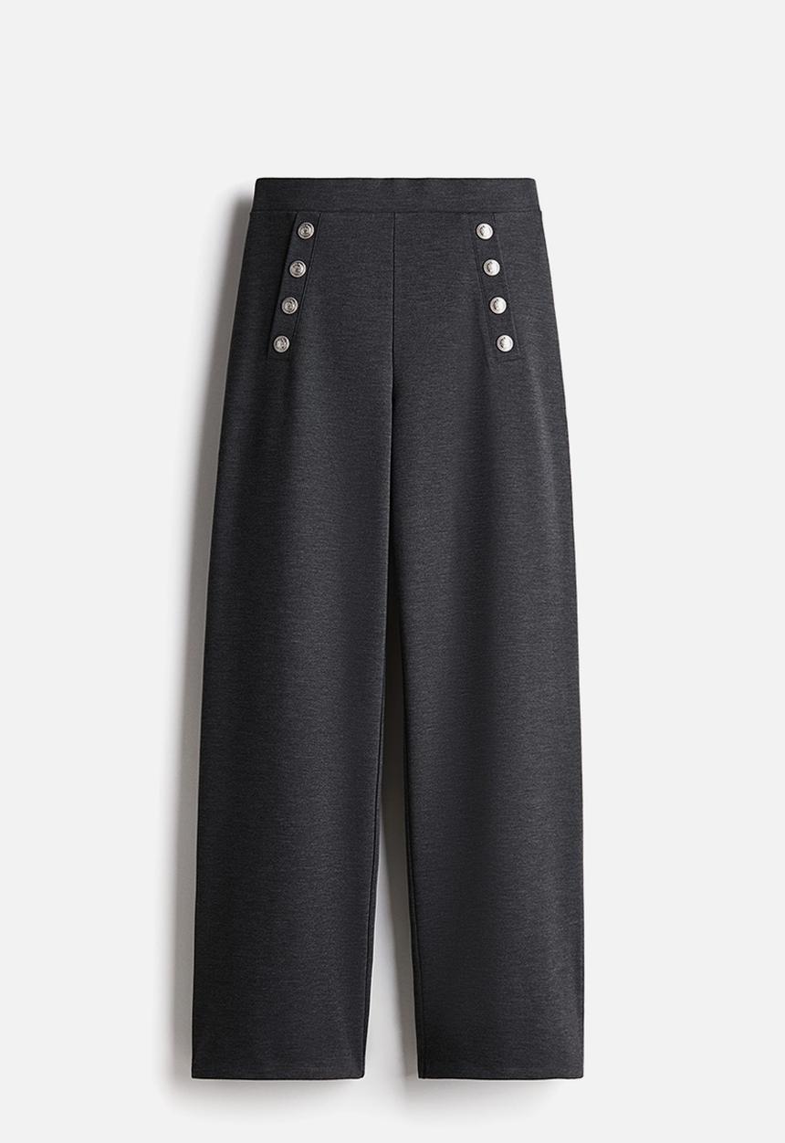 Button-front trousers - dark grey - 1133068015