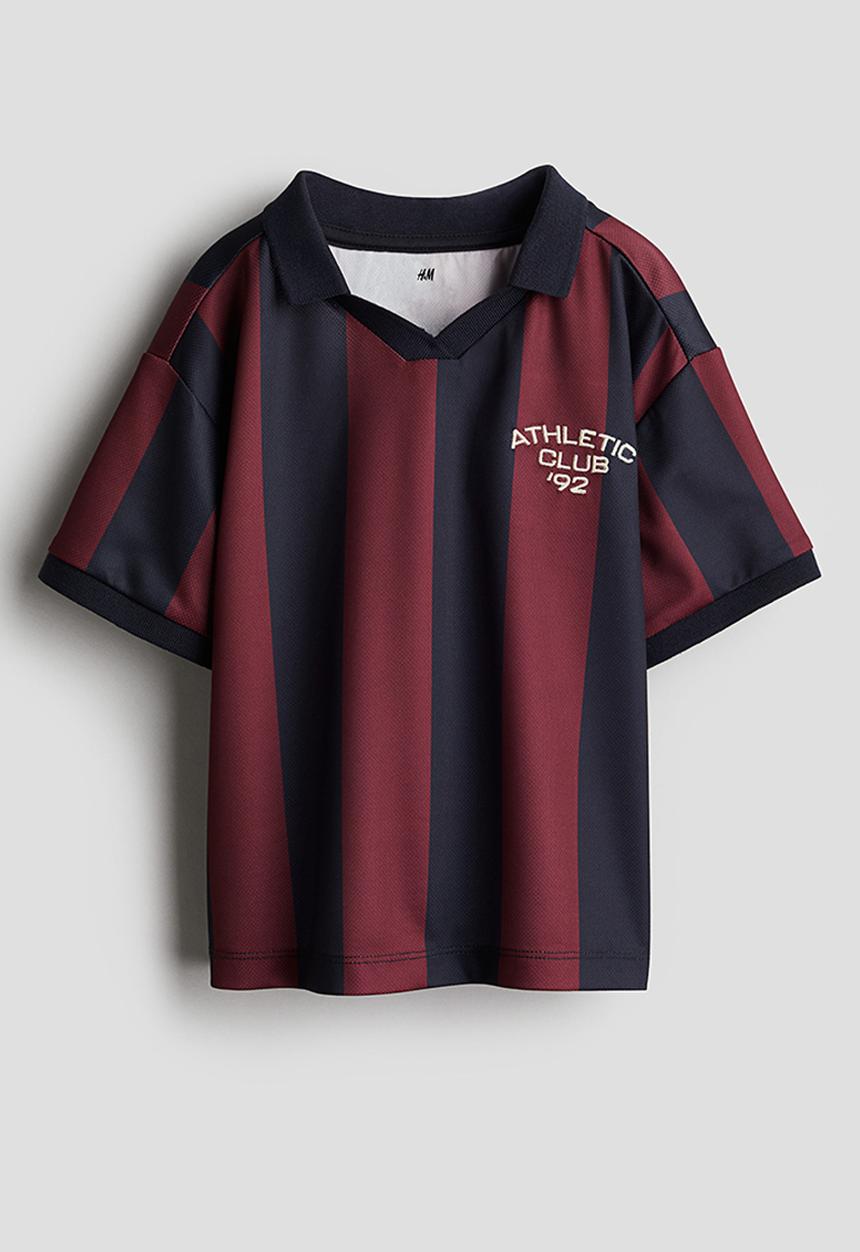Collared football shirt - navy blue/striped - 1275803001