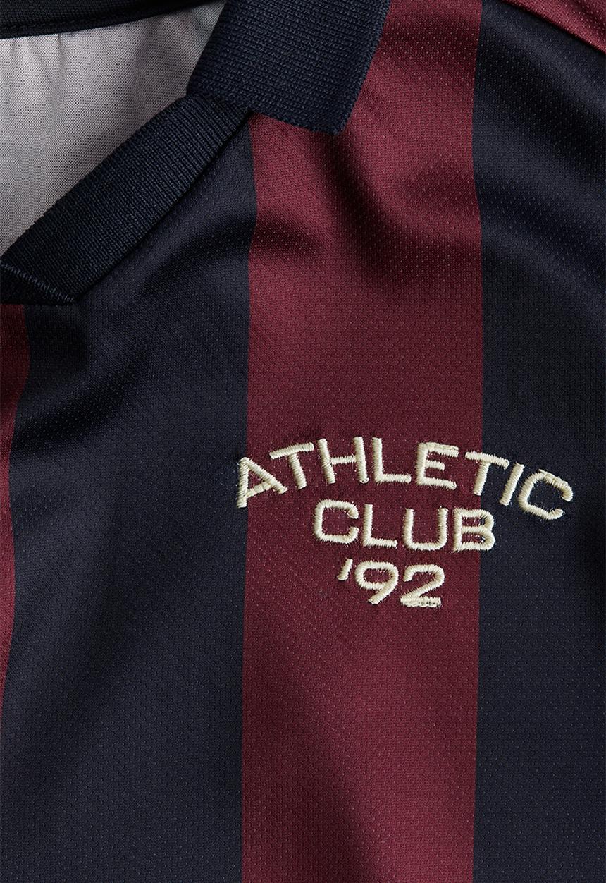 Collared football shirt - navy blue/striped - 1275803001