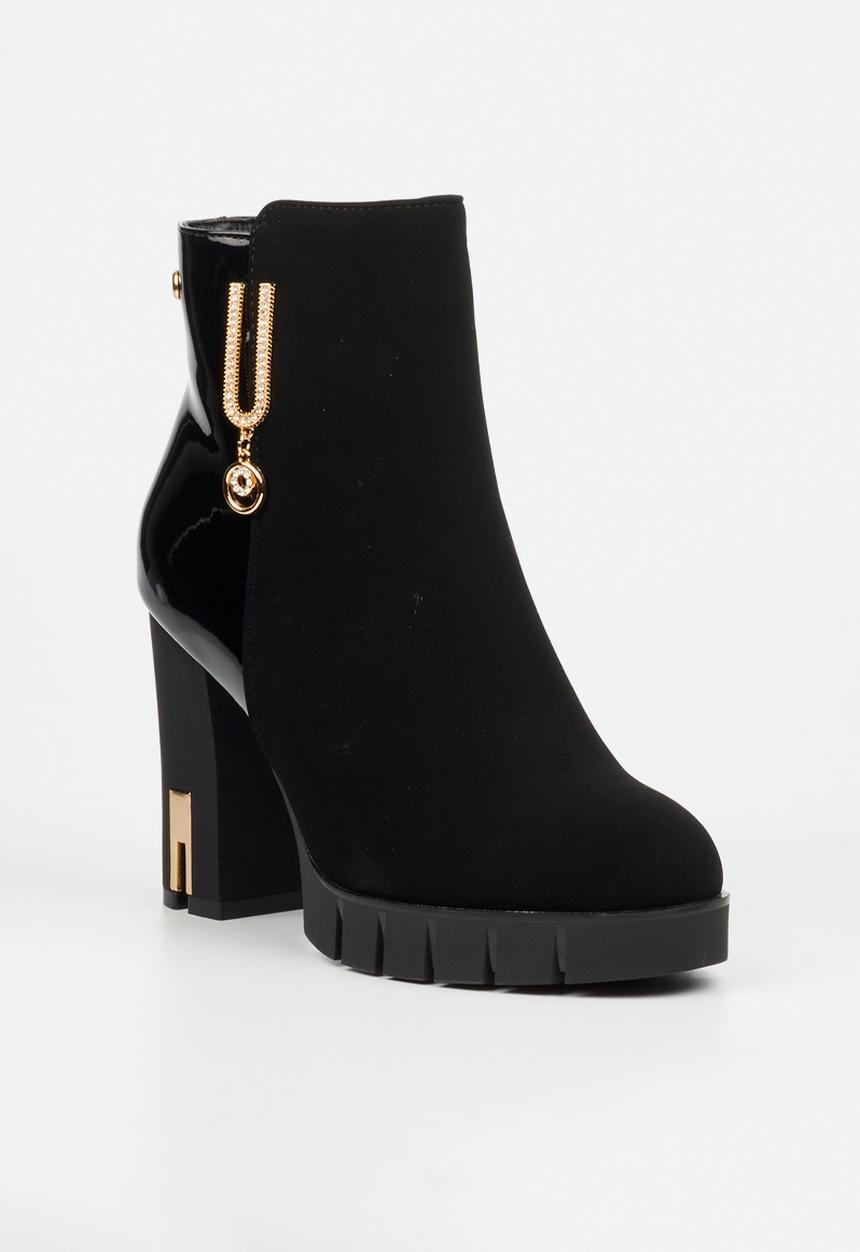 Darling 9 platform block heel ankle boot - black