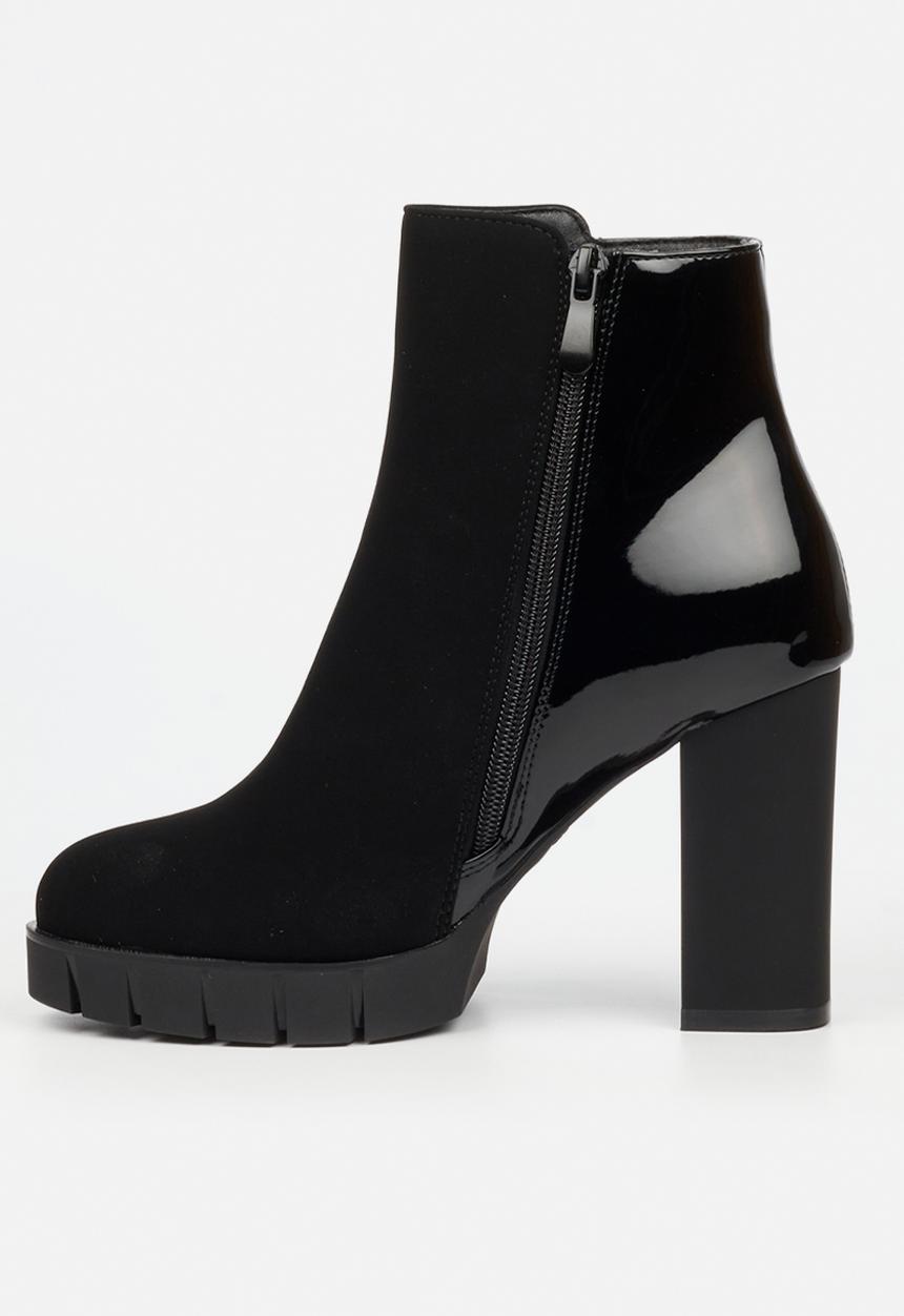 Darling 9 platform block heel ankle boot - black