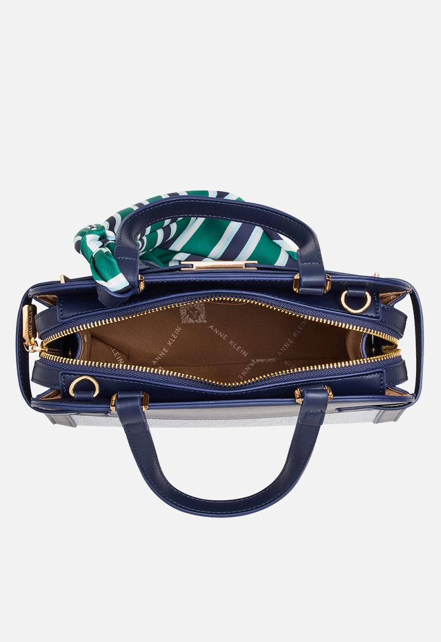 Cambodia Medium Satchel W/ Detachable Strap Bag-Green/Aqua