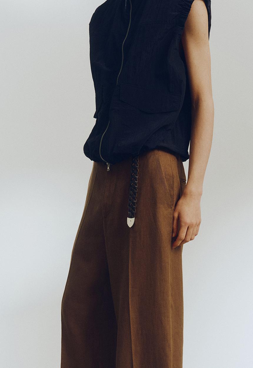 H&M Atelier: Loose fit linen trousers - brown - 1321681001