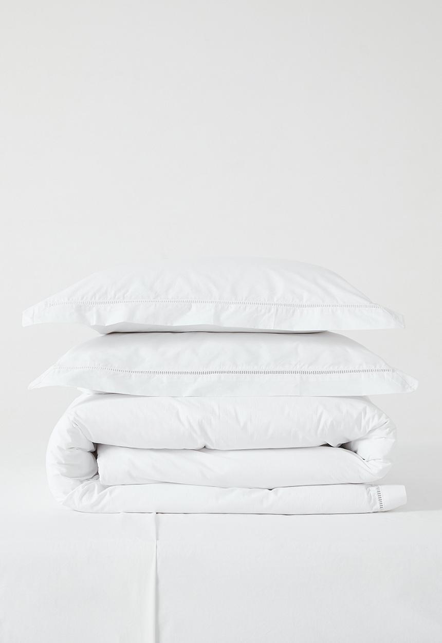 144 TC Ladder-Stitch Duvet Cover -White