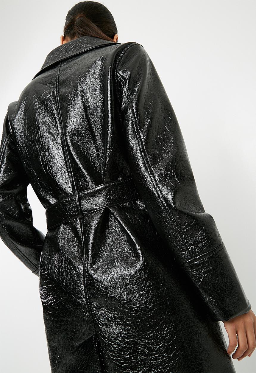 Vinyl trench coat - black