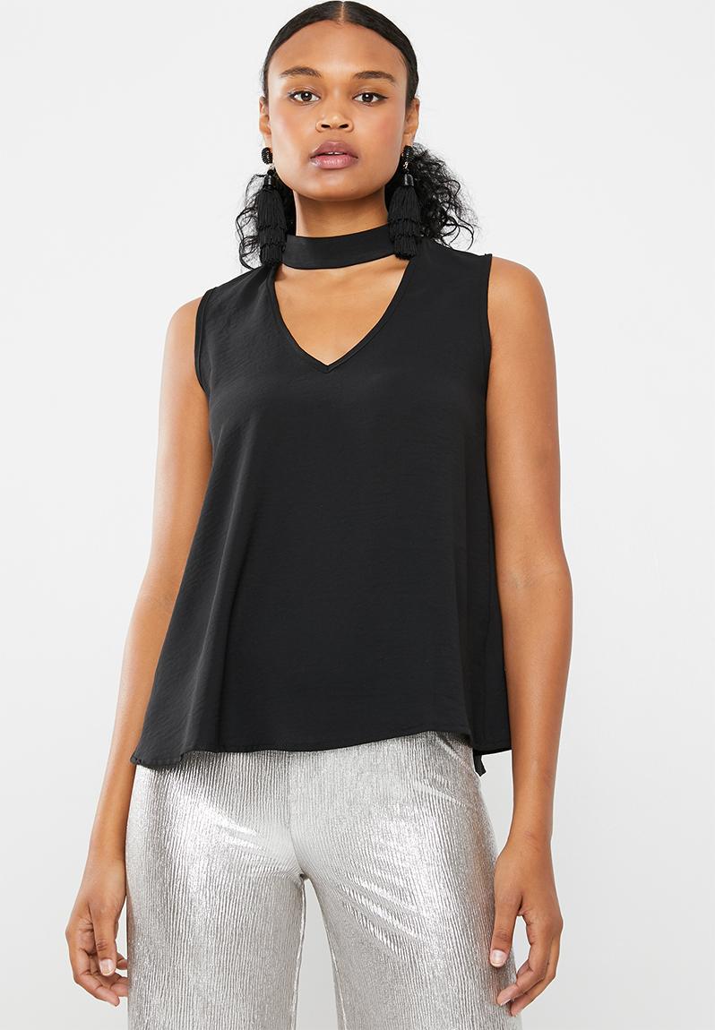 Sleeveless choker blouse - plain black Superbalist Blouses ...
