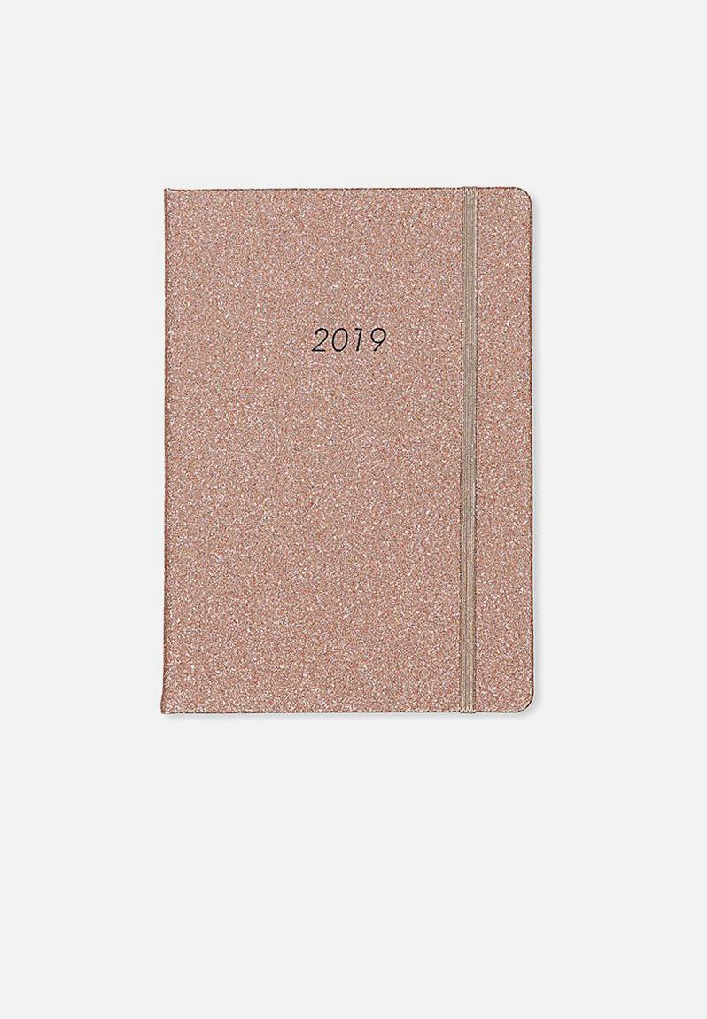 2019 a5 daily buffalo diary - rose gold glitter Typo Notebooks ...