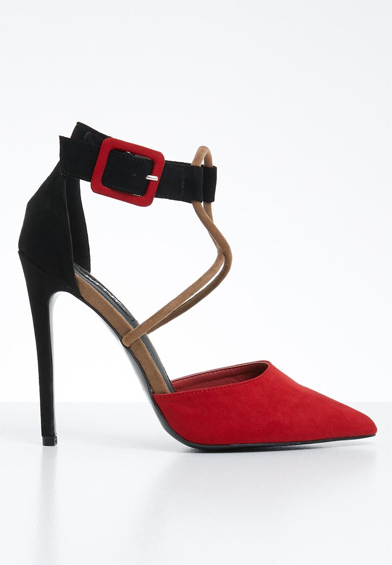 Cardi ankle strap heels - red
