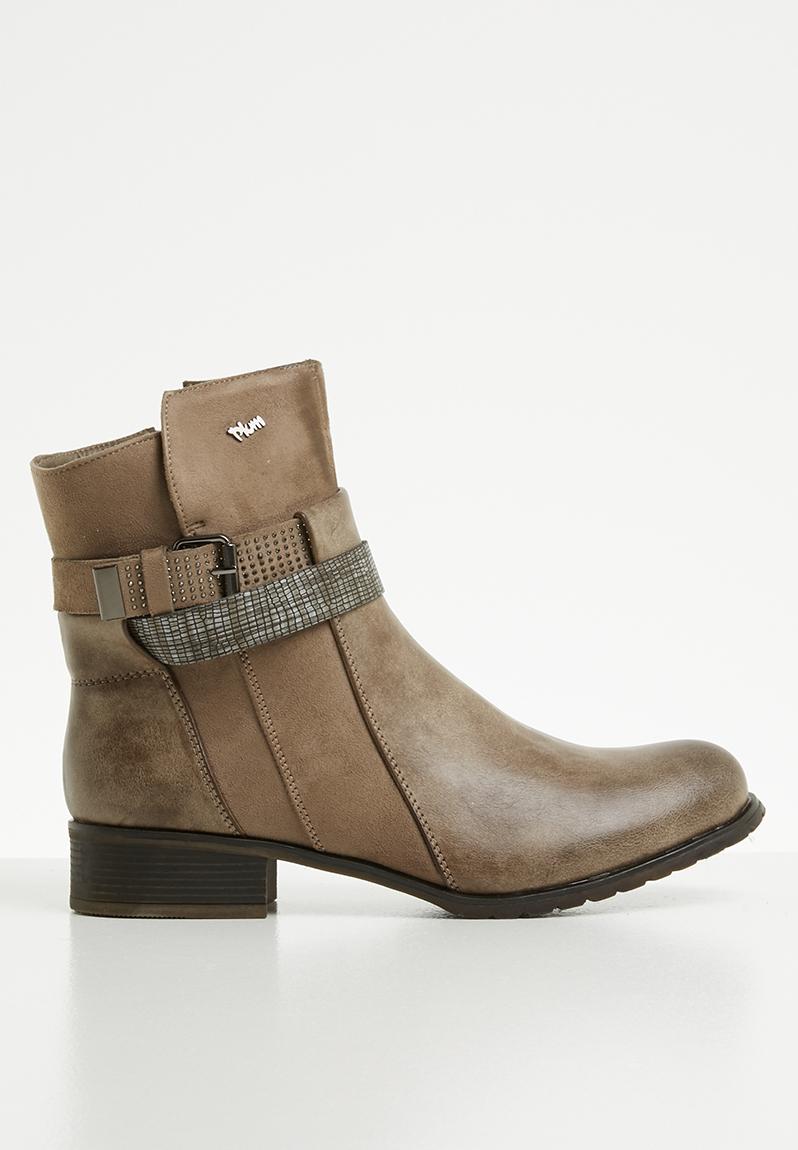 Romy rustic contrast strap ankle boot - taupe Plum Boots | Superbalist.com