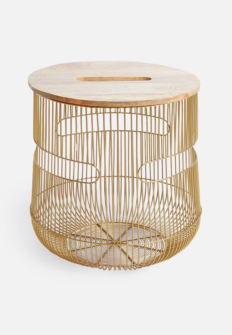 Rae storage table - gold/wood