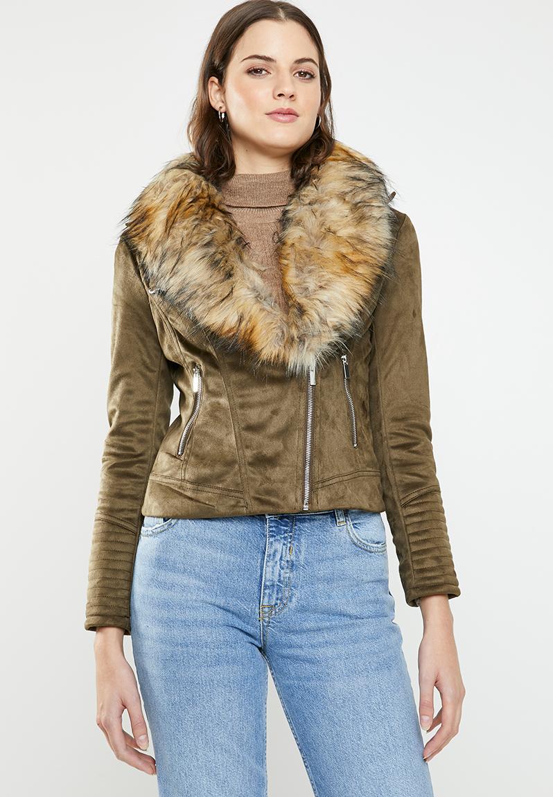 Faux suede biker jacket - mocha Brave Soul Jackets | Superbalist.com