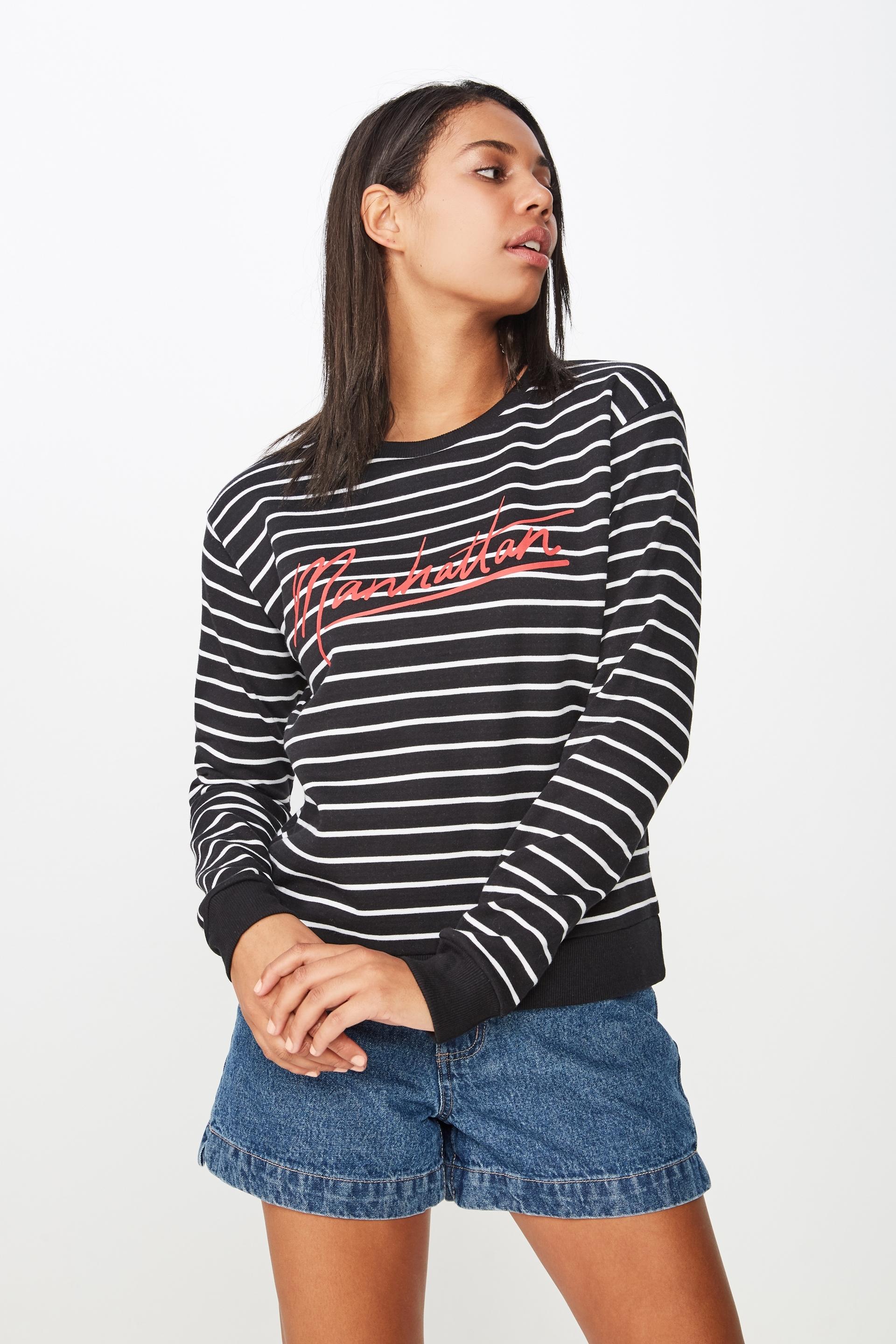 Ferguson graphic crew sweater - white stripe Cotton On Hoodies & Sweats ...
