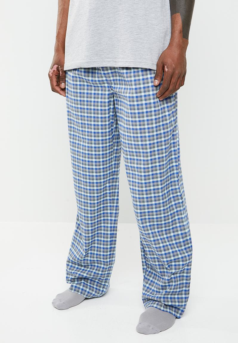 Check woven sleep pants - blue